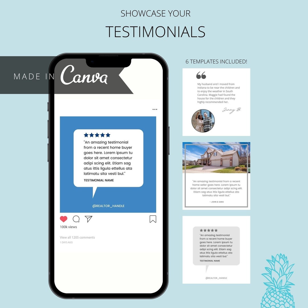 EDITABLE Testimonial Template | Real Estate Template | Realtor Canva ...