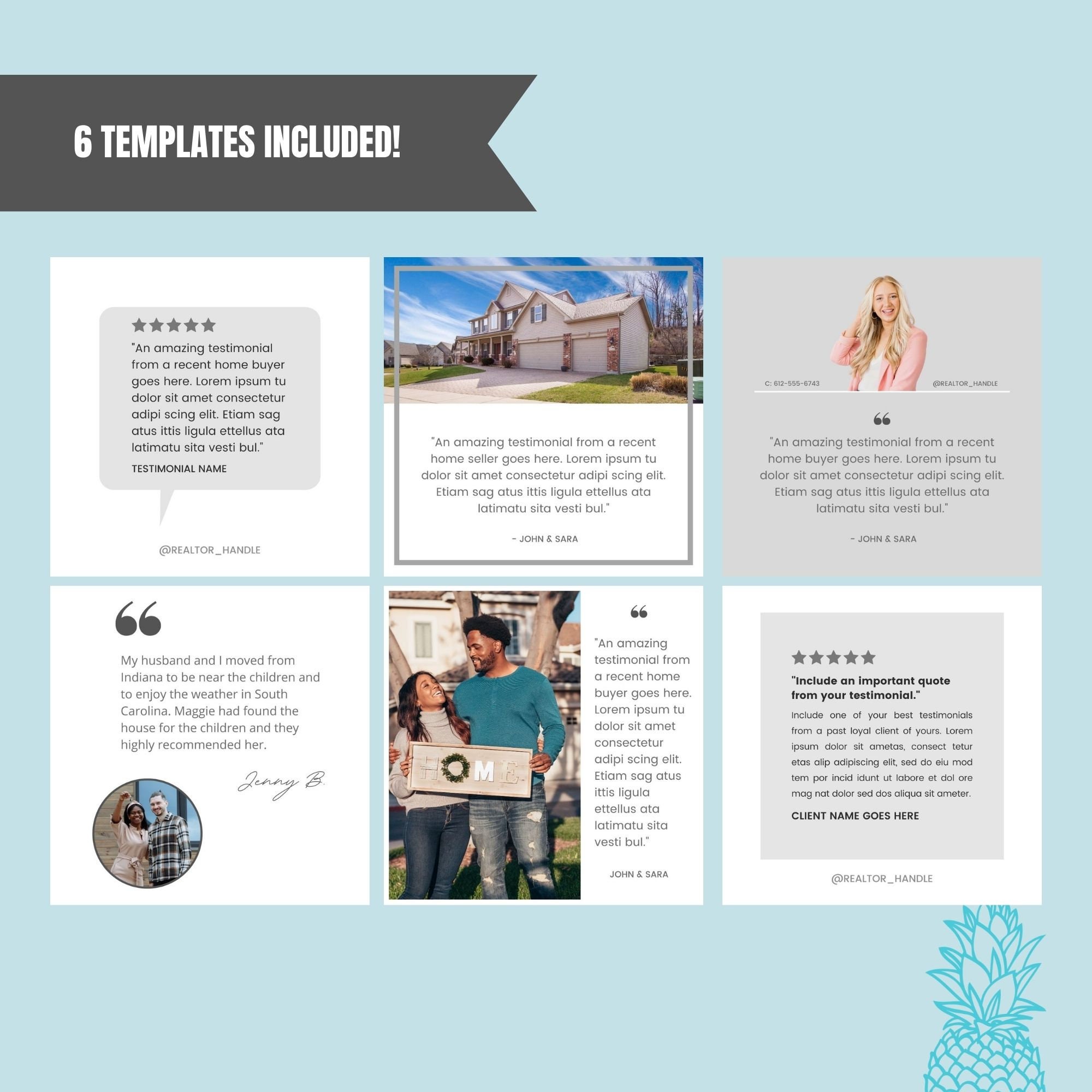 EDITABLE Testimonial Template Real Estate Template Realtor Canva ...
