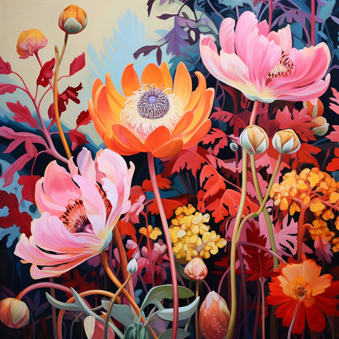 Neon Field of Flowers Digital Art Prints. DIGITAL FILE ONLY - Etsy