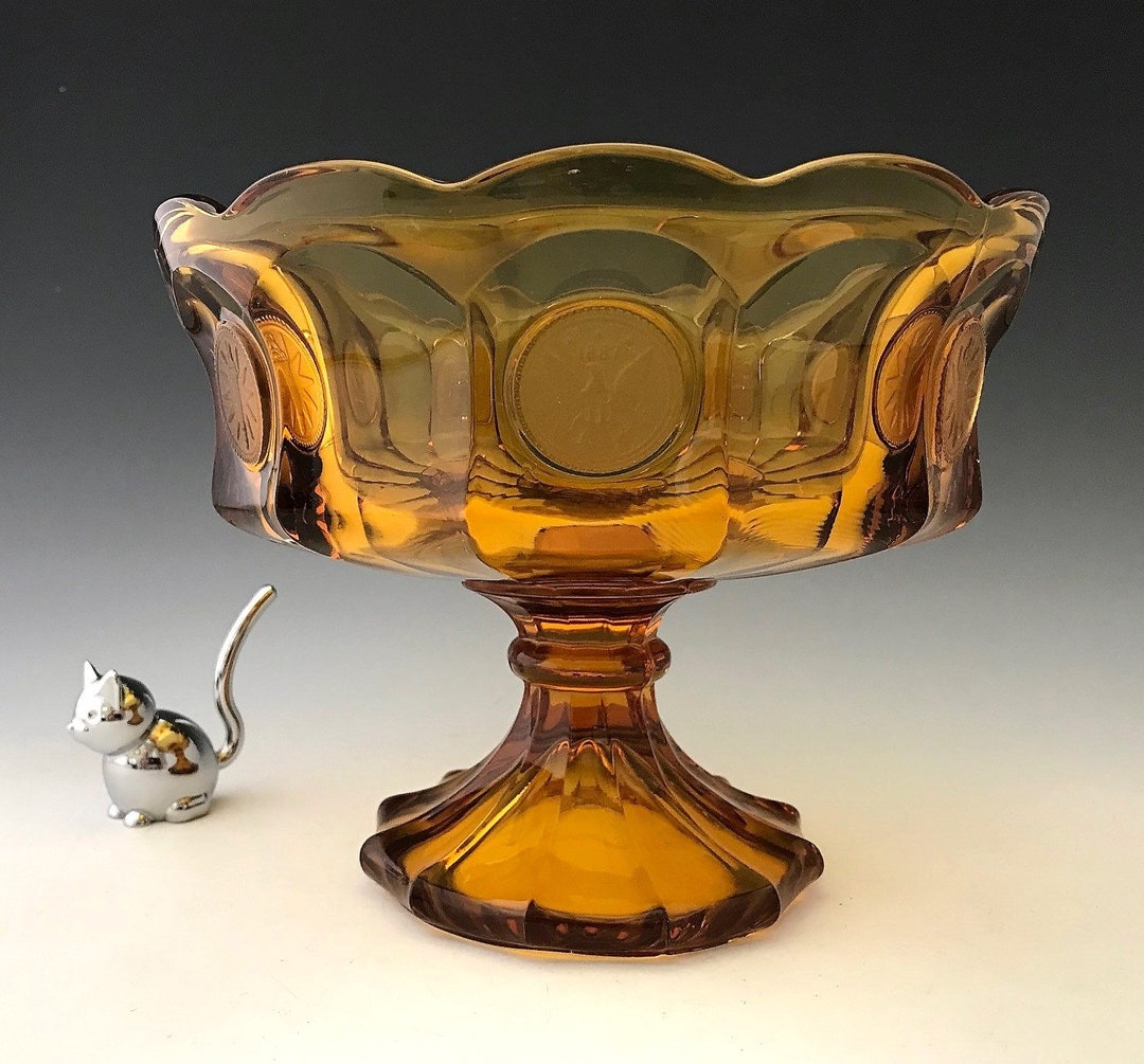 Fostoria Coin Glass Amber Footed Bowl - #1372/199 - Etsy