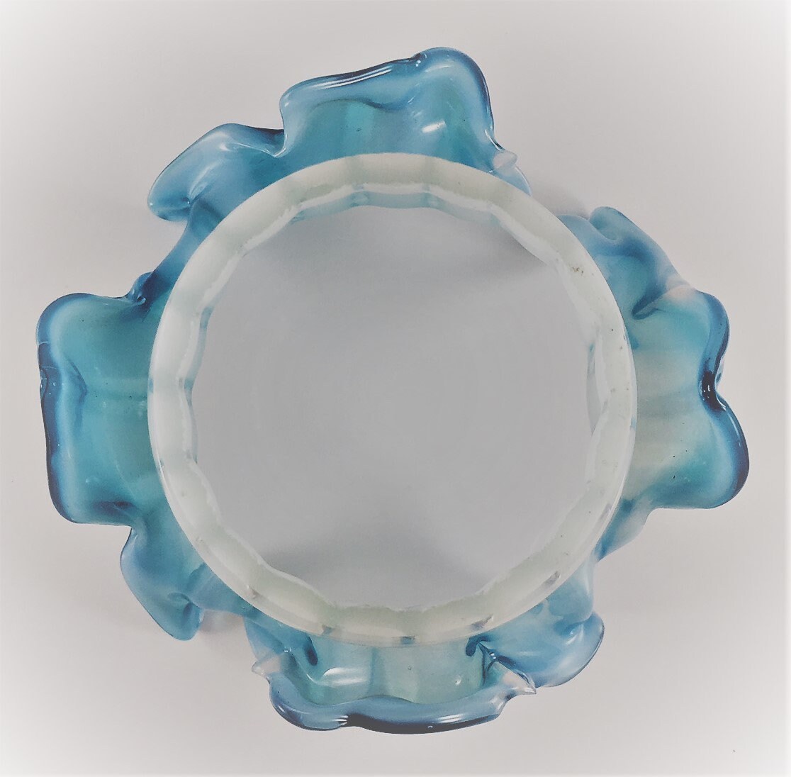 Vintage Blue Opalescent Art Glass Lamp Shade