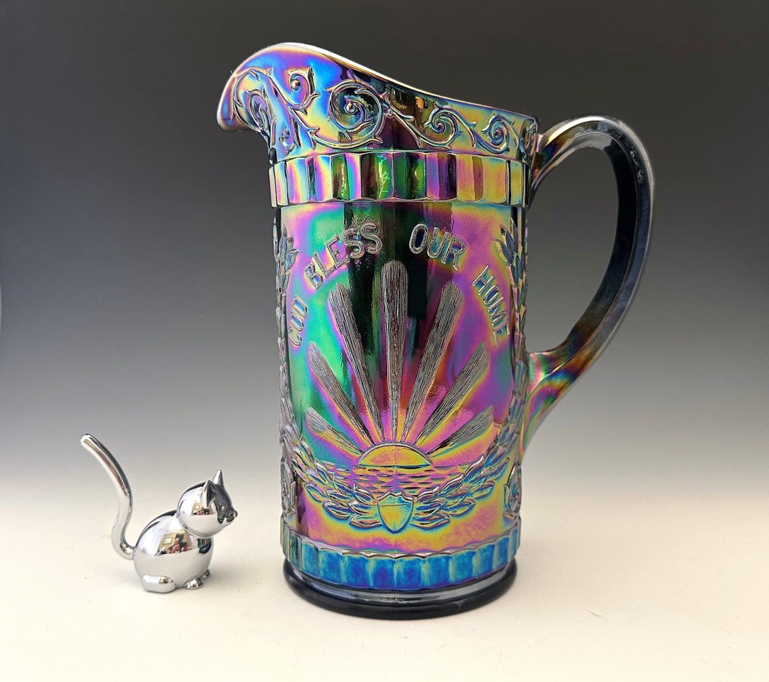 L.G. Wright God and Home Water Pitcher 1776-WP Iridescent Carnival ...