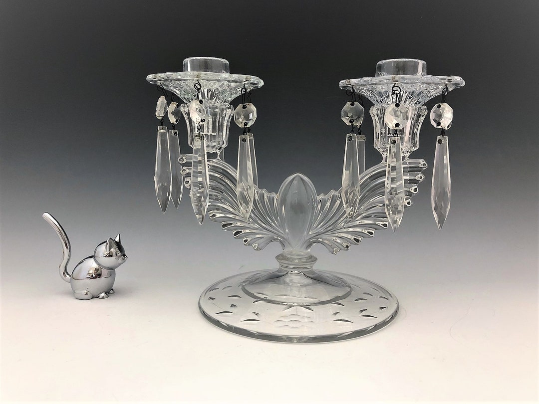 New Martinsville No. 18 Crystal Eagle Two Light Candlestick - Radiance ...
