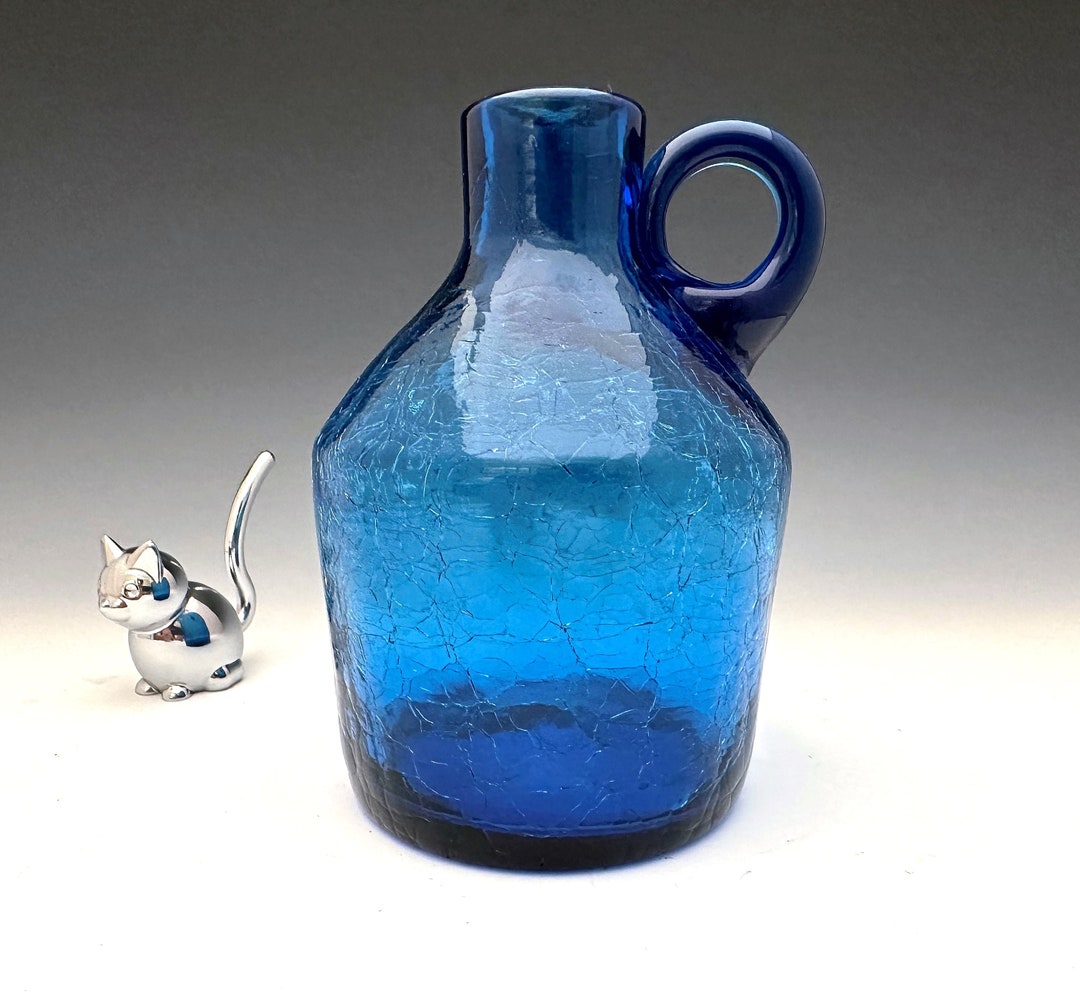 Viking Epic No. 7256 Jug - Blue Crackle Glass - Etsy