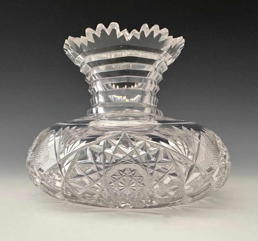 American Brilliant Period (ABP) Cut Glass Flower Center With Double ...
