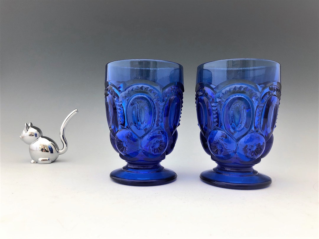 Weishar Moon and Star Set of Two Cobalt Blue 7 Ounce Juice Glasses ...
