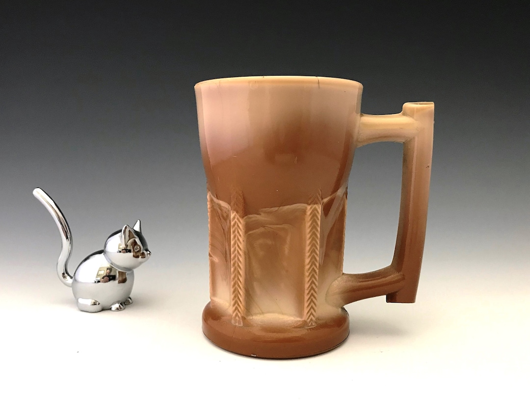 Greentown Glass Herringbone Mug - Chocolate Glass - Indiana Tumbler and ...