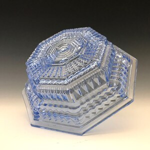 Vintage Art Deco Skyscraper Lamp Shade Diffuser - Blue Glass Pendant ...