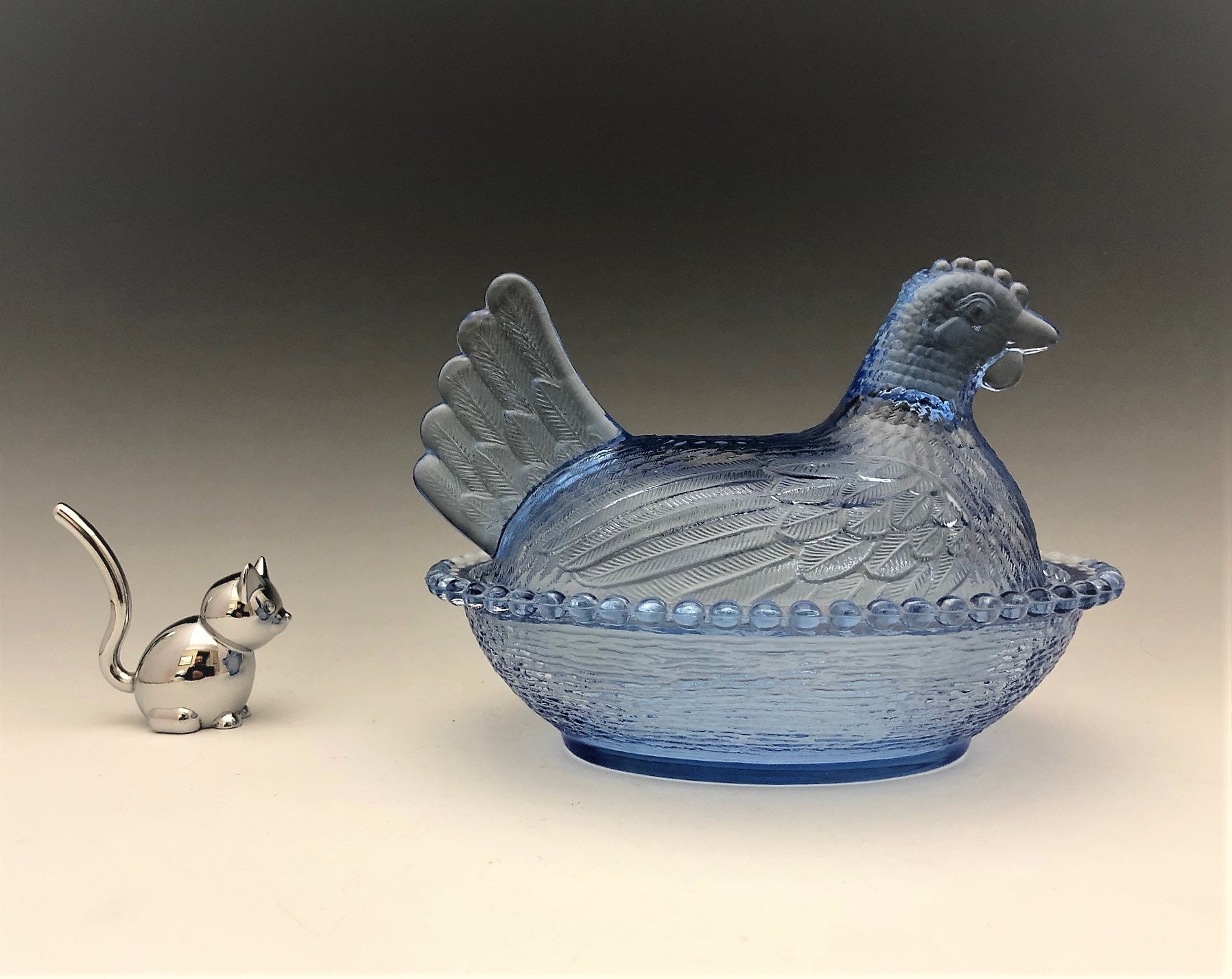 Indiana Glass Horizon Blue Glass Hen On Nest - Chicken Lovers Unite ...