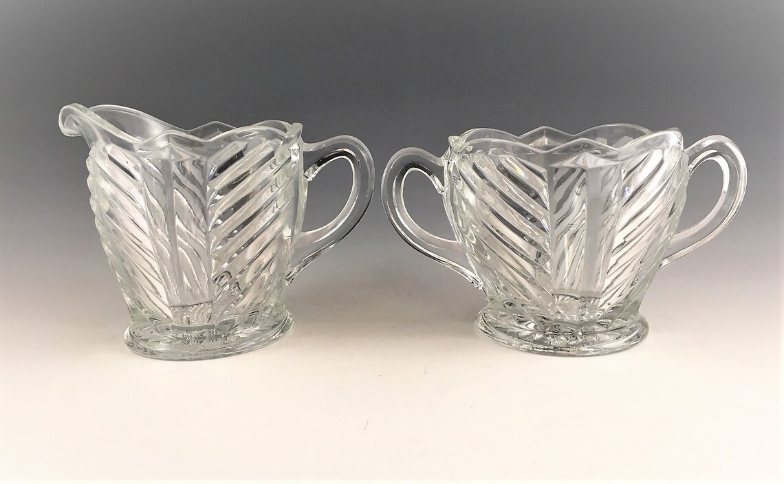 Vintage Indiana Glass Breakfast Set Art Deco Style Pattern | Etsy