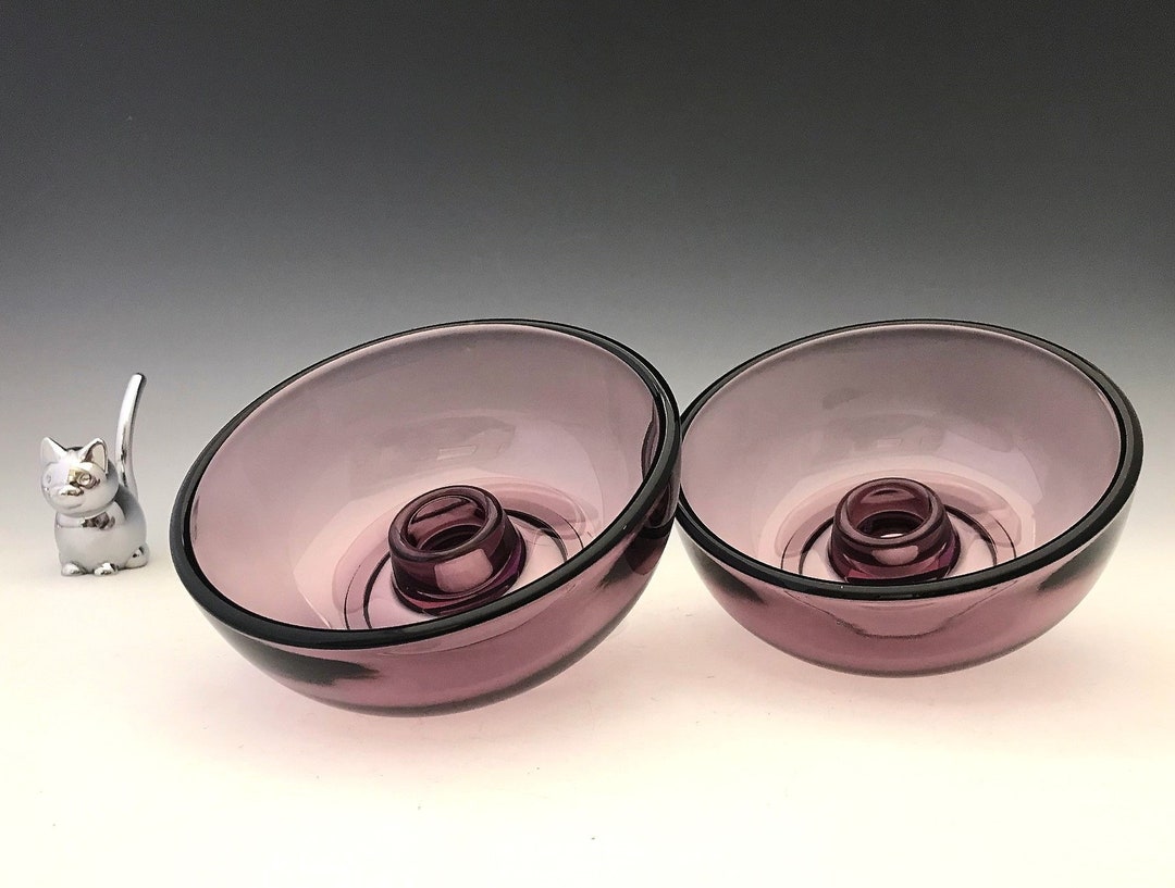 Imperial Glass Hoffman House Pattern Candle Holders in Heather - Purple ...