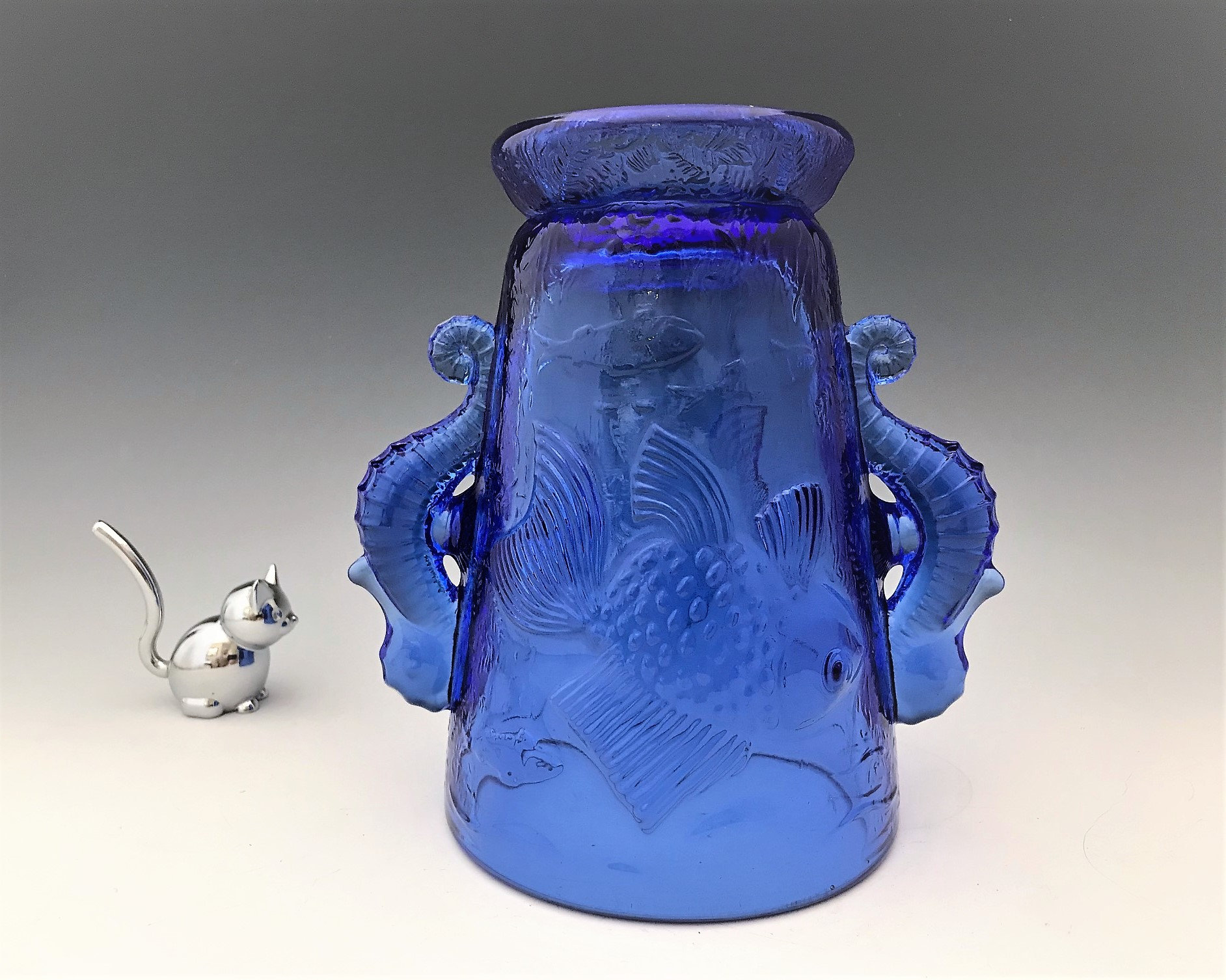 Cobalt Blue Seahorse Vase Barolac Glass Joseph Inwald - Etsy Canada