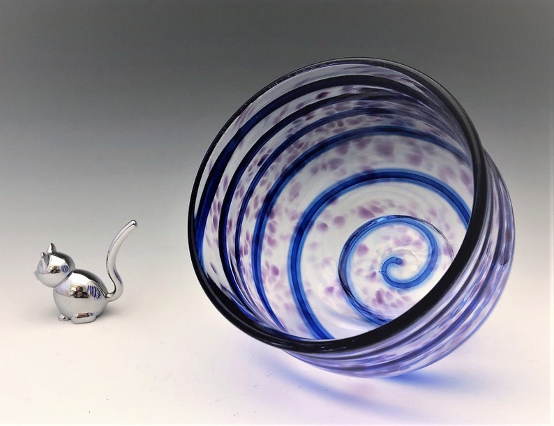 Blue Swirl Art Glass Vase Signed Etsy