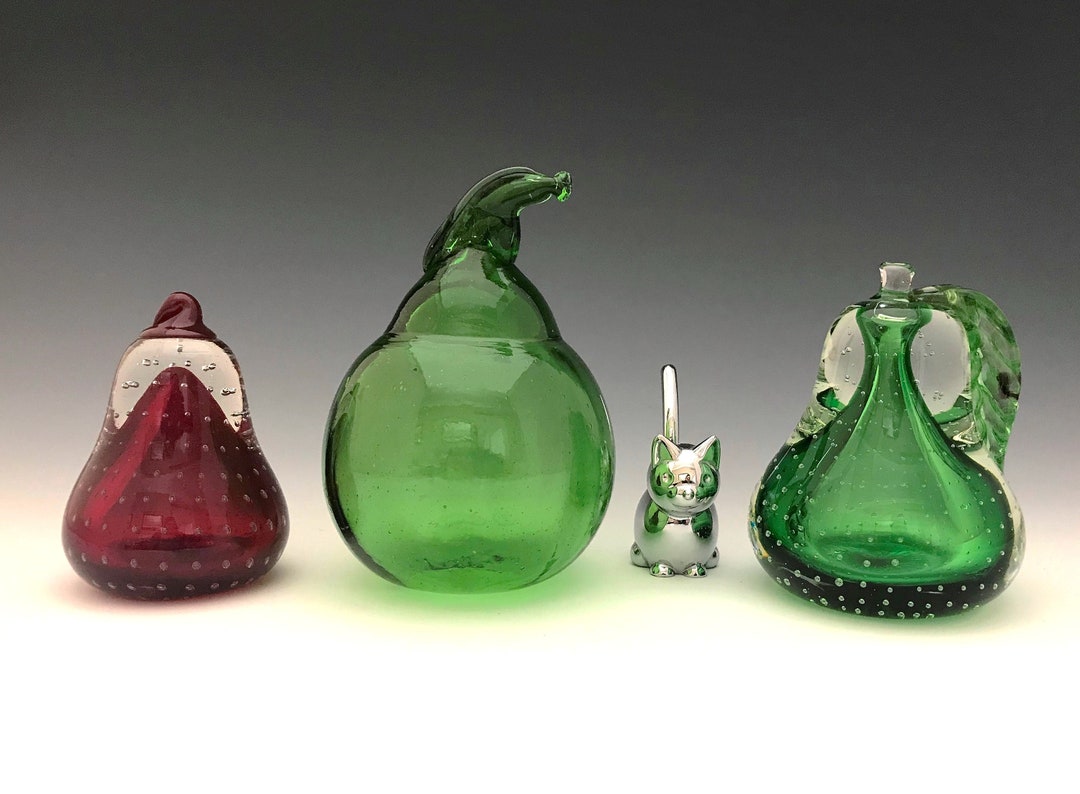 Collection of Three Glass Pears - Lefton Pears - Blown Glass Pear ...