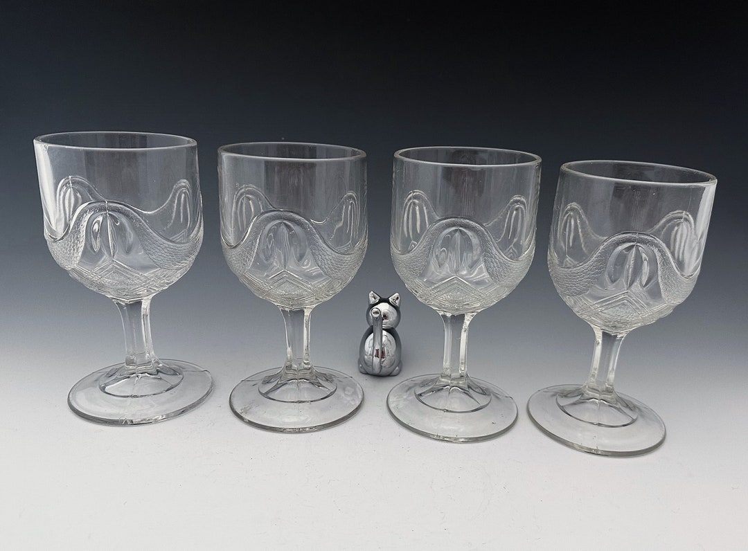 Set of 4 EAPG Goblets - Richards and Hartley Glass Co. - Drapery ...