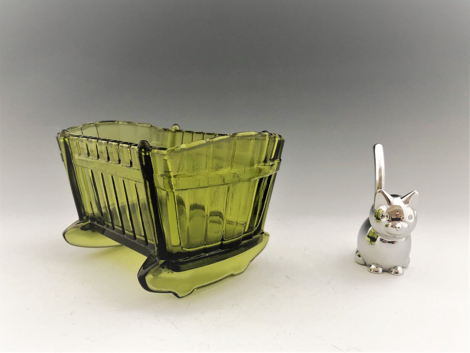 Indiana Glass Green Cradle Candy Dish | Etsy