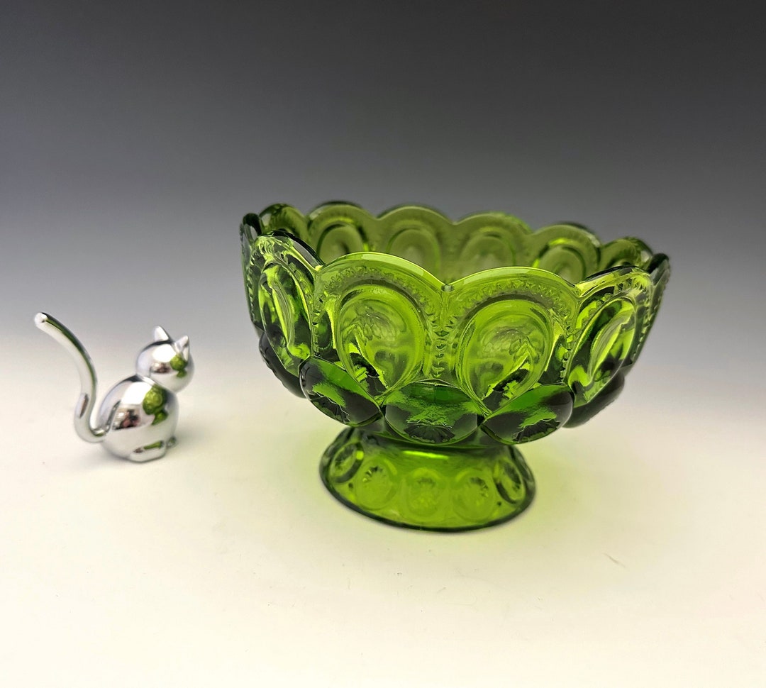 L.E. Smith Moon and Star Compote (no. 5203) - Antique Green - Etsy