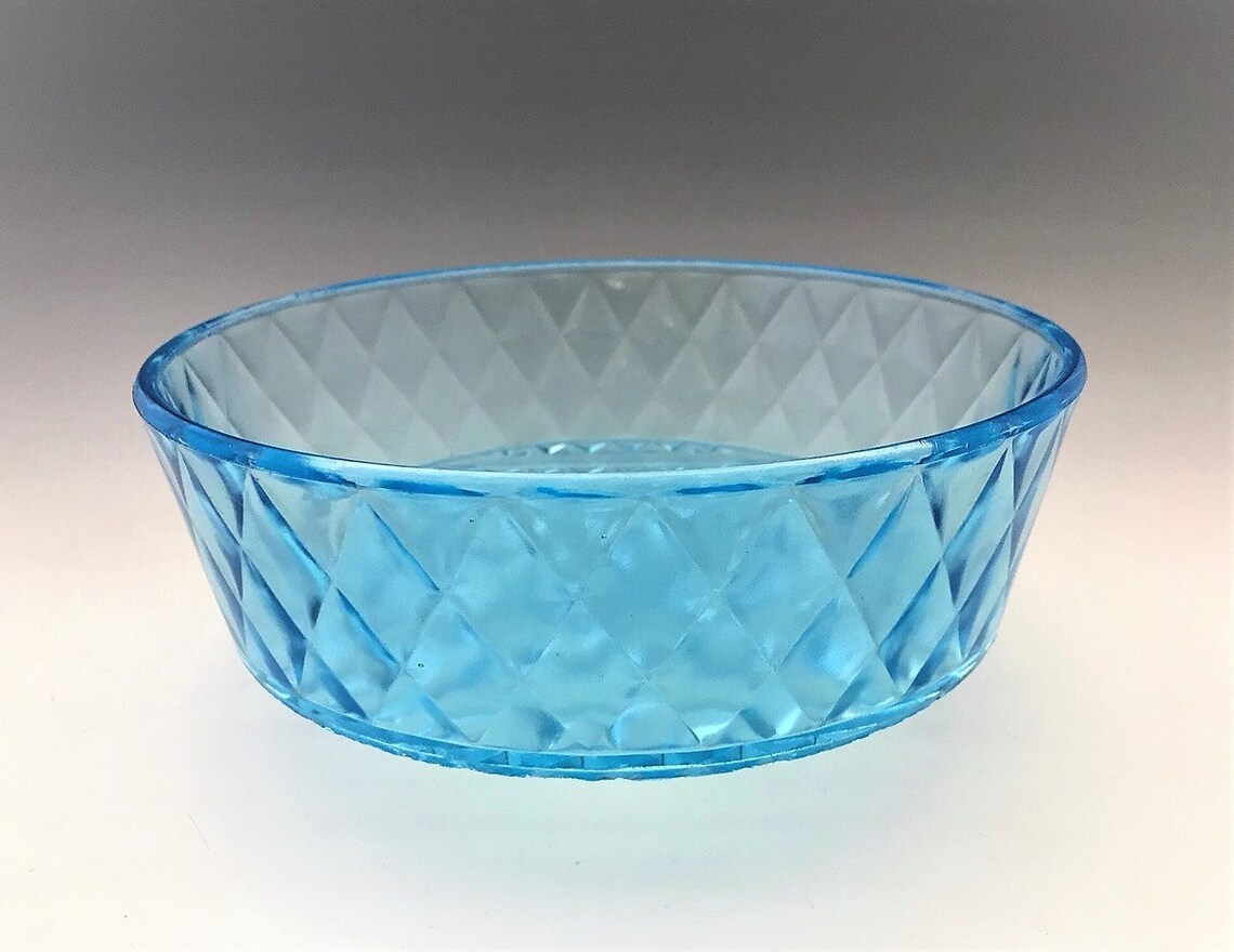 EAPG Blue Bowl - Bryce Brothers No. 1000 - AKA Diamond Quilted - Early ...