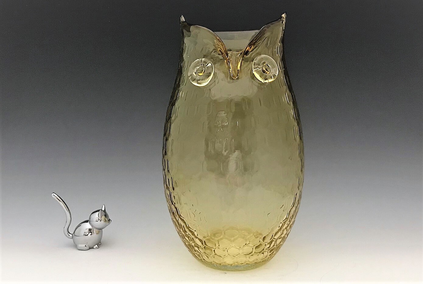 Glass Owl Vase Amber Glass Owl Figurine Tall Glass Owl Home Decor