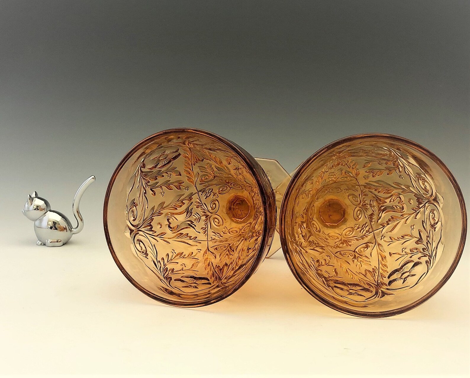 Mckee Rock Crystal Amber Goblets Set of Two 16 Ounce Candy - Etsy