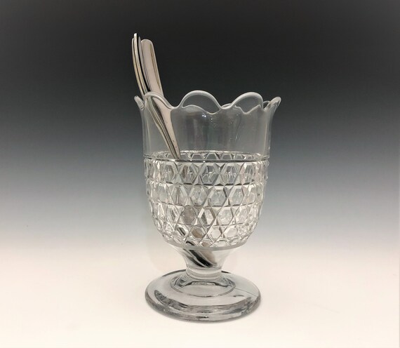 EAPG Spooner Latticed Block Pattern Hexagonal Block Band | Etsy