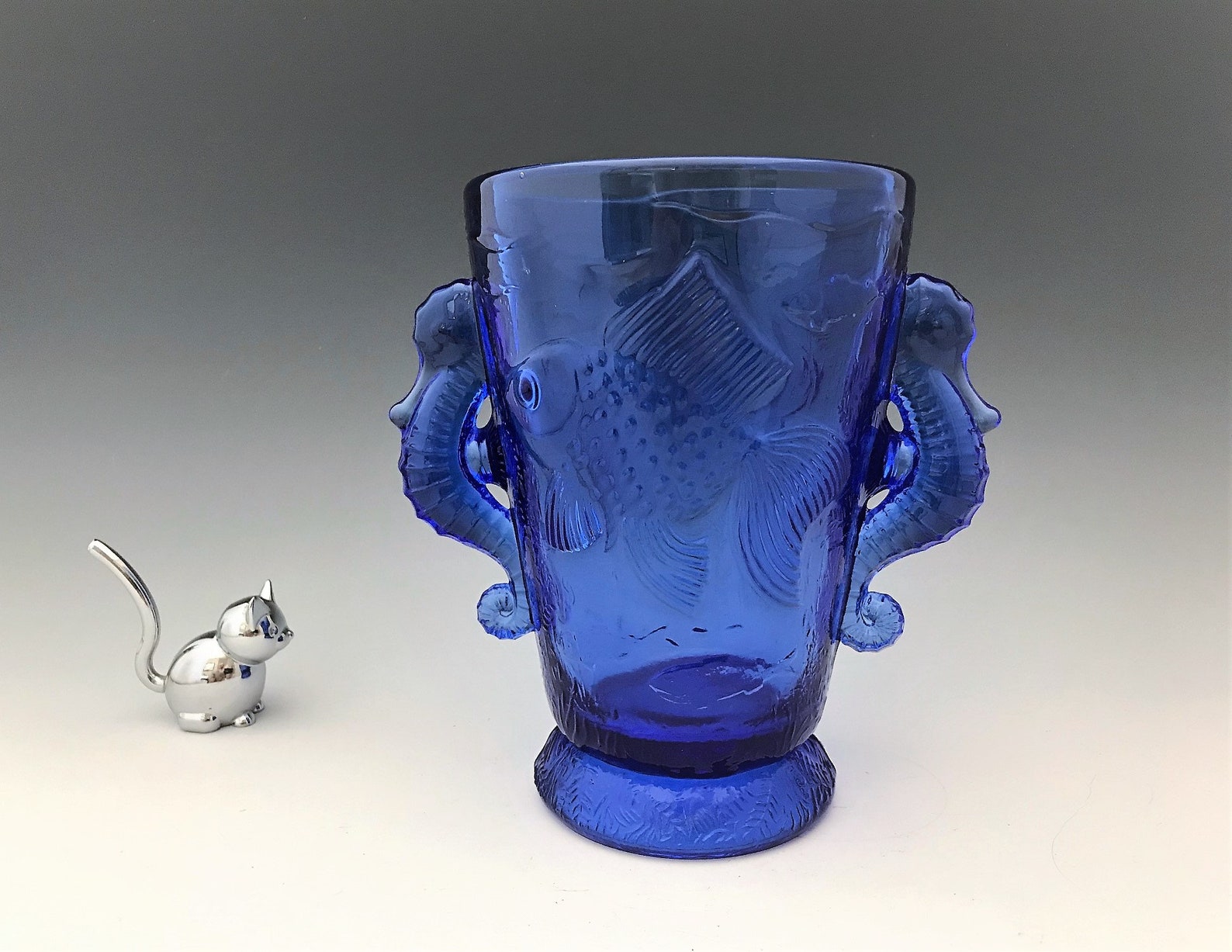 Cobalt Blue Seahorse Vase Barolac Glass Joseph Inwald - Etsy Canada