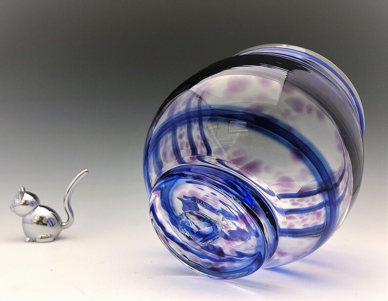 Blue Swirl Art Glass Vase Signed Etsy