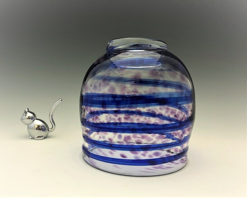 Blue Swirl Art Glass Vase Signed Etsy