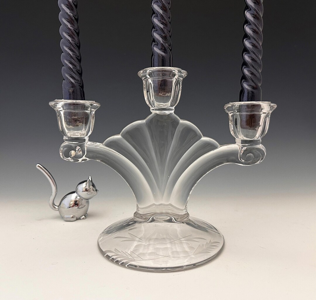 Paden City No. 890 Line Crow's Foot Three-light Candlestick - Light ...