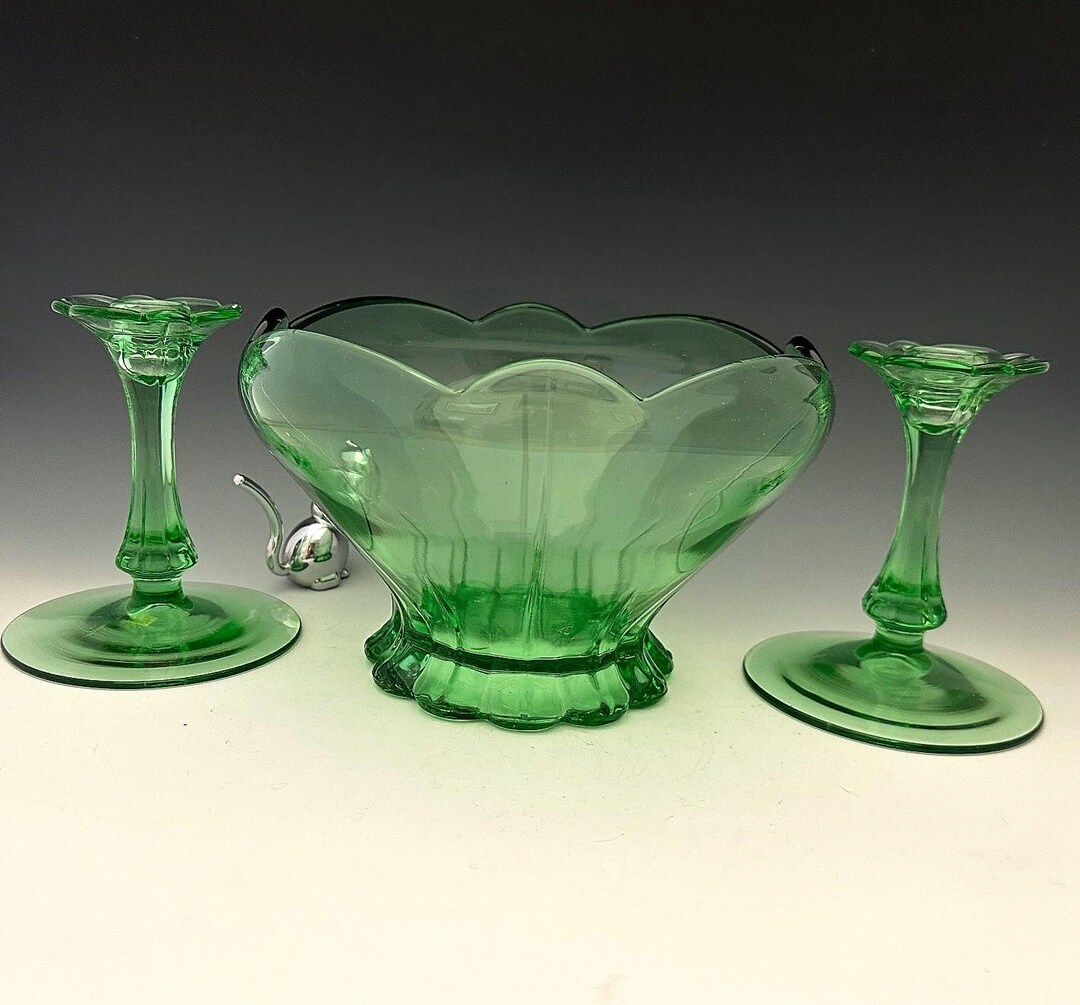 Duncan Miller Console Set - Two Deco Candlesticks With Matching ...
