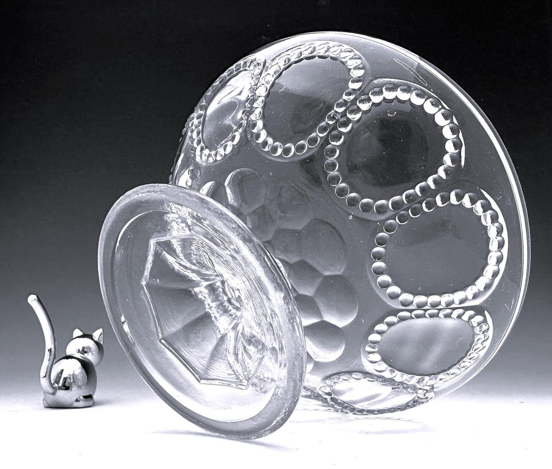 EAPG Flint Glass Compote - Unknown Glass Company - Beaded Circle ...