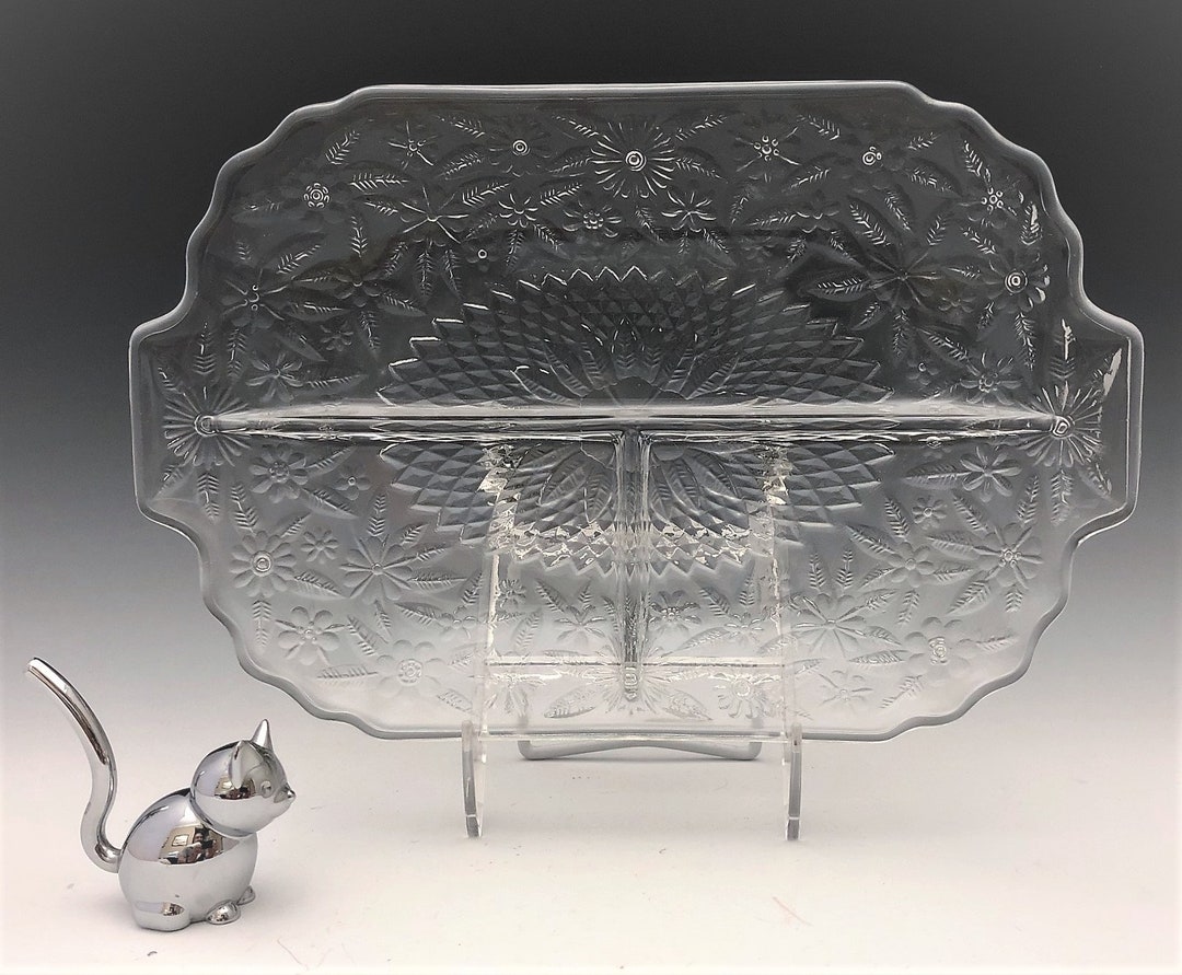Indiana Glass Pineapple and Floral Pattern (#618) Divided Relish ...