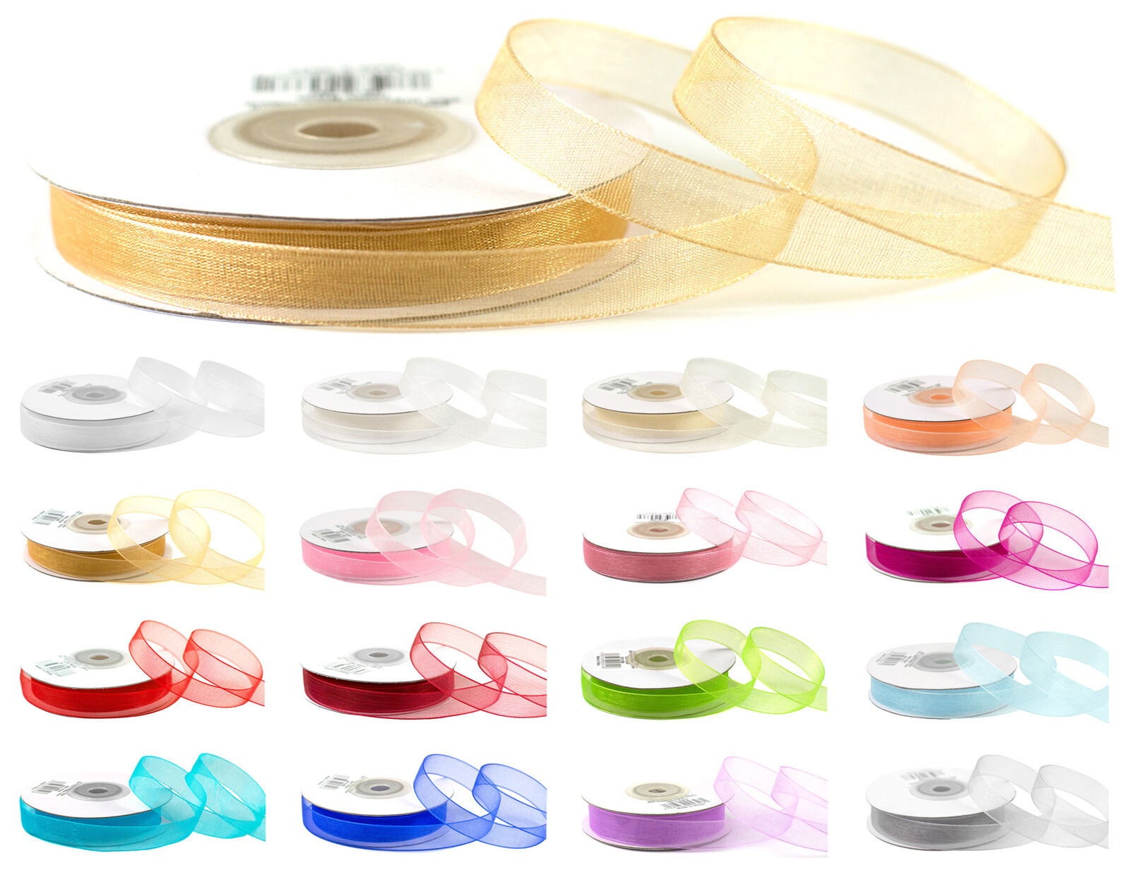 Ribbon organza / chiffon ribbon width 12 mm, roll of 25 m