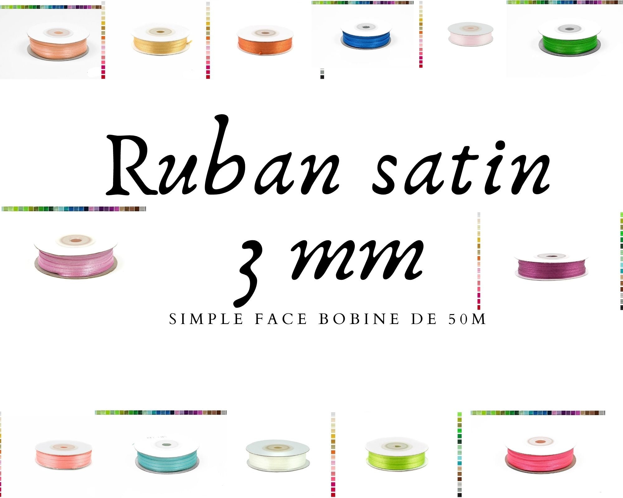 Satin ribbon 3mm 50m long