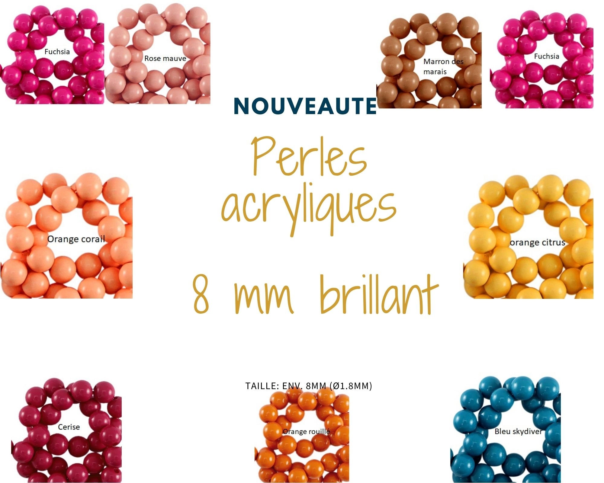 8 mm round acrylic beads