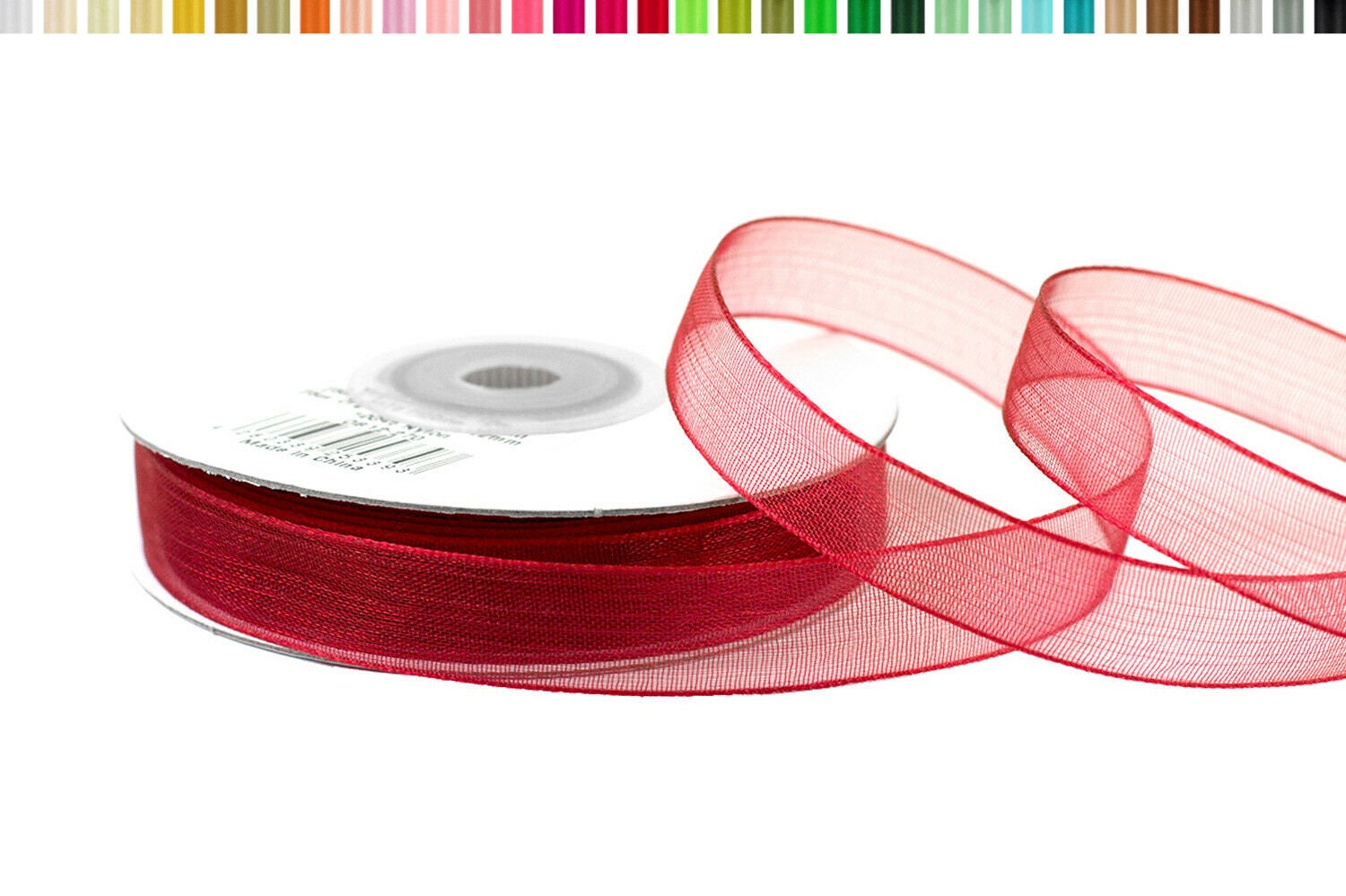 Ribbon organza / chiffon ribbon width 12 mm, roll of 25 m
