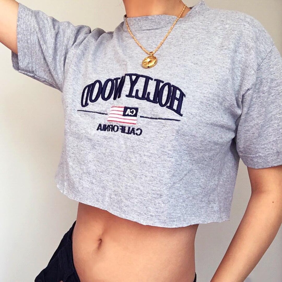 Y2k 2000s 90s Hollywood Grey Crop Tee Top - Etsy