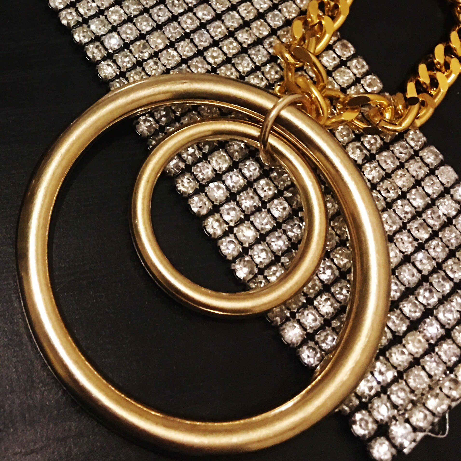 Y2K 90s Style Gold Plated Bold Chain Solid Double Rings Ring - Etsy