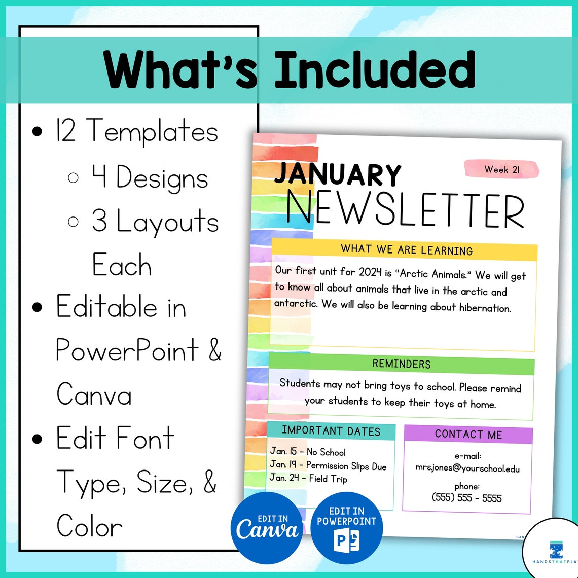 Editable Classroom Newsletter Templates - Rainbow Watercolor Decor - Etsy