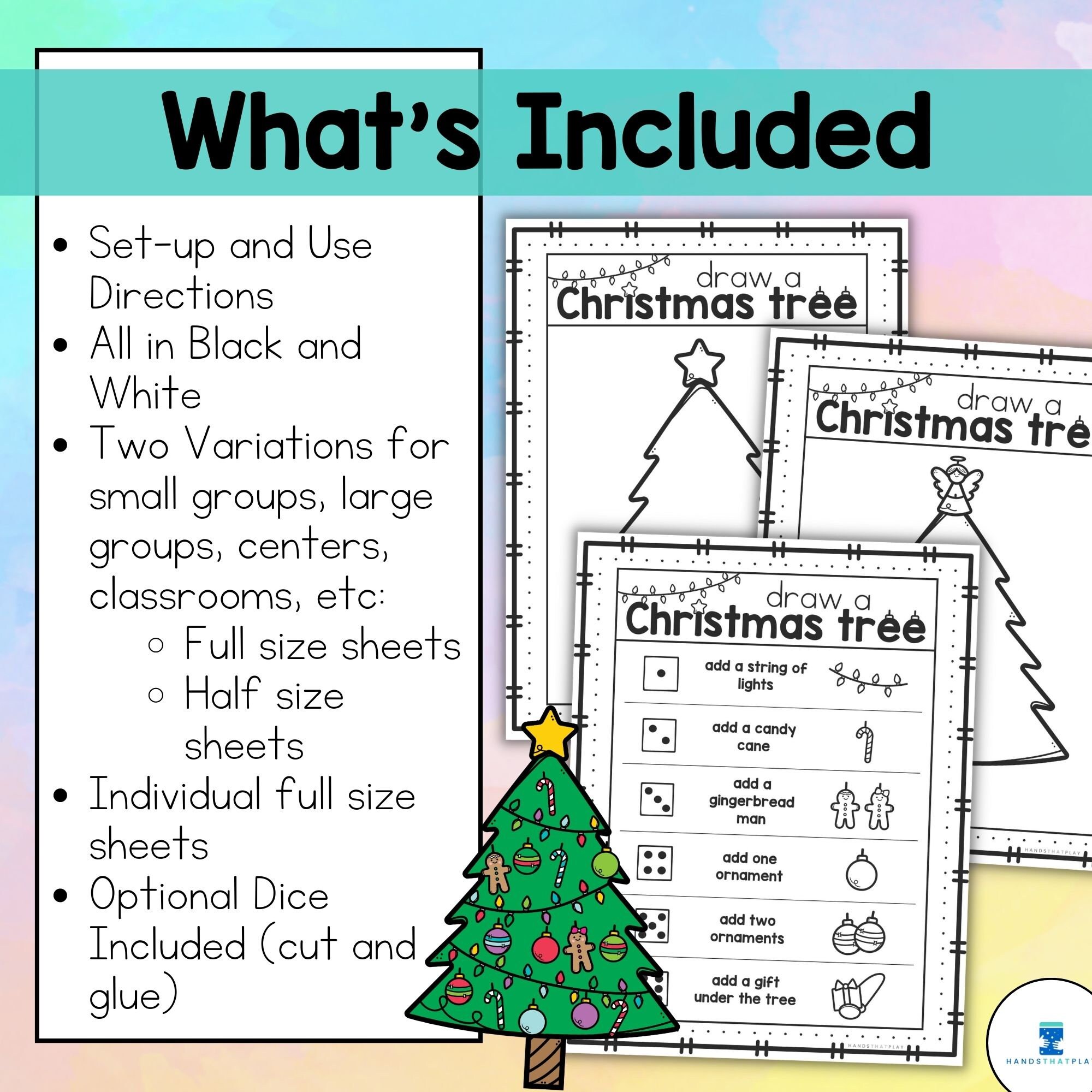 Christmas Activity Roll and Draw a Christmas Tree - Etsy