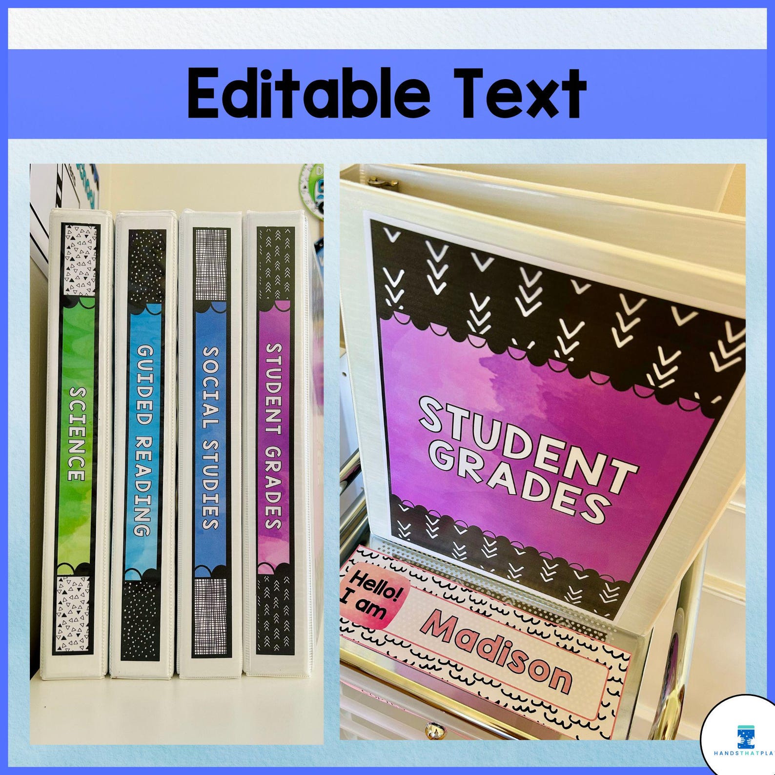 Spine and Binder Covers | Monochrome Rainbow Watercolor | Classroom ...