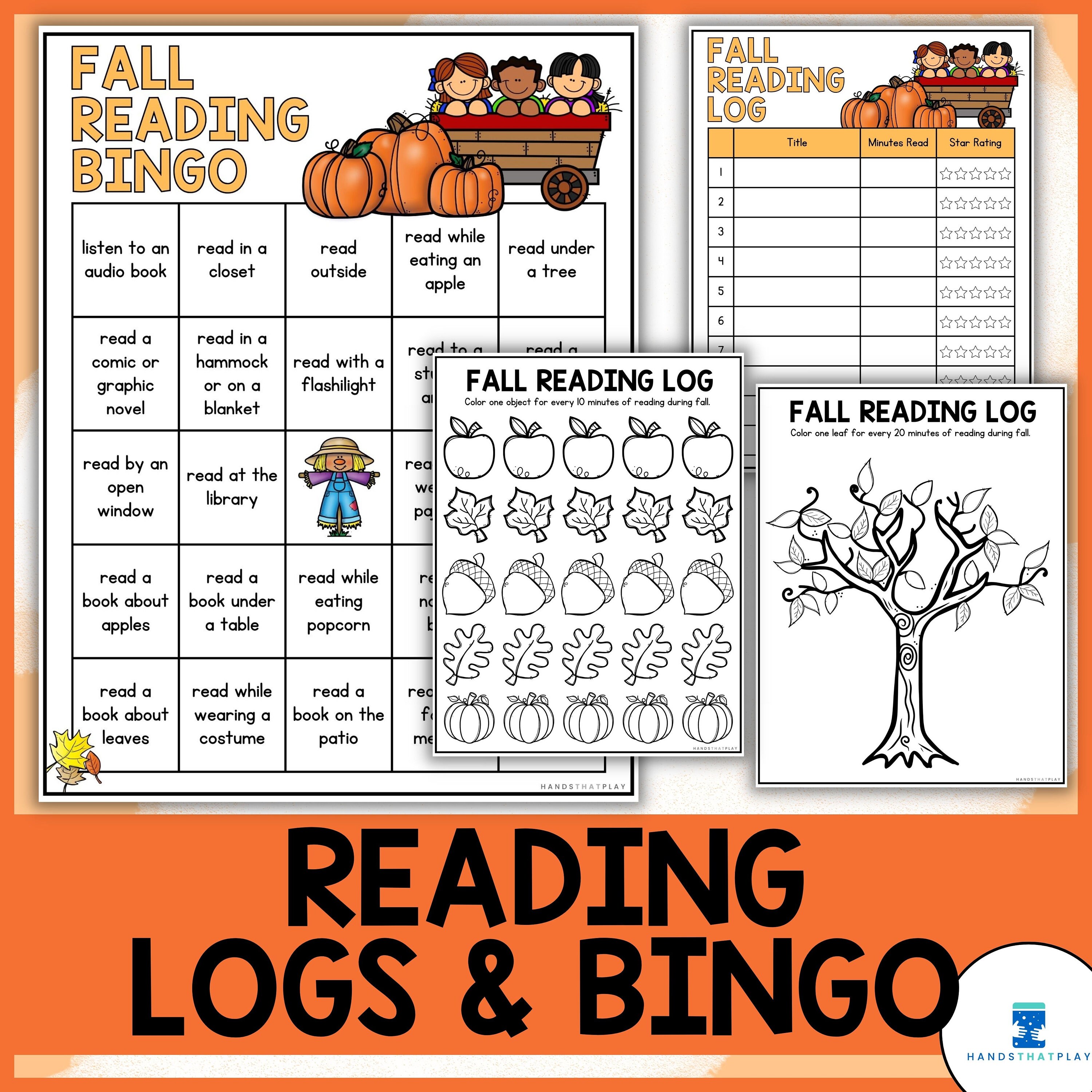 Fall Reading Log and Bingo Activity, Autumn Reading Chart - Etsy