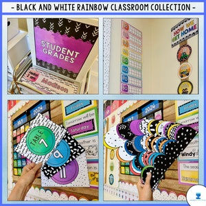 Black and White Rainbow Classroom Decor Bundle | Monochrome Rainbow ...