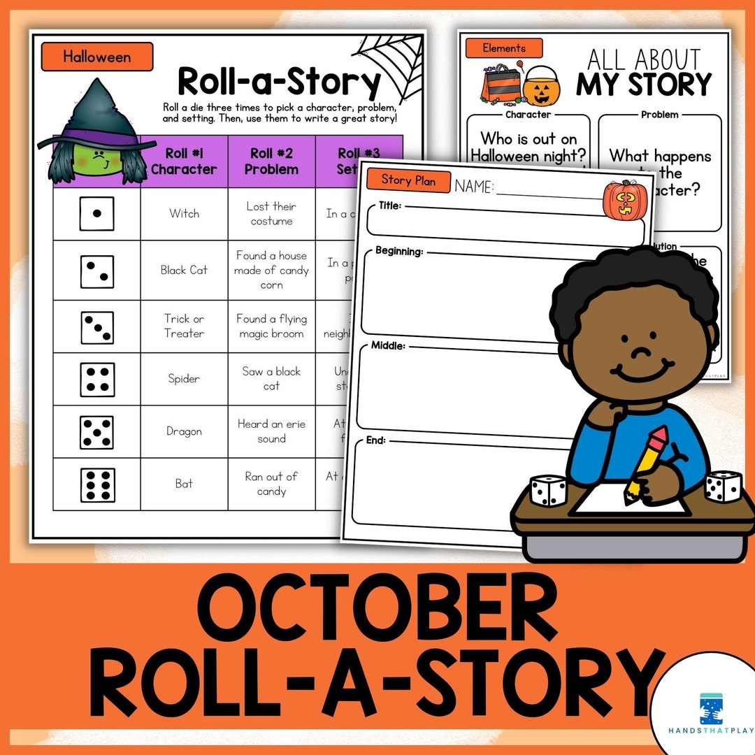 Roll a Story Writing Prompts - October, Monsters, Halloween - Etsy