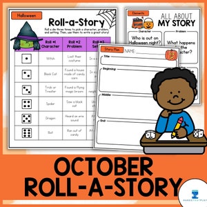 Roll a Story Writing Prompts - October, Monsters, Halloween - Etsy