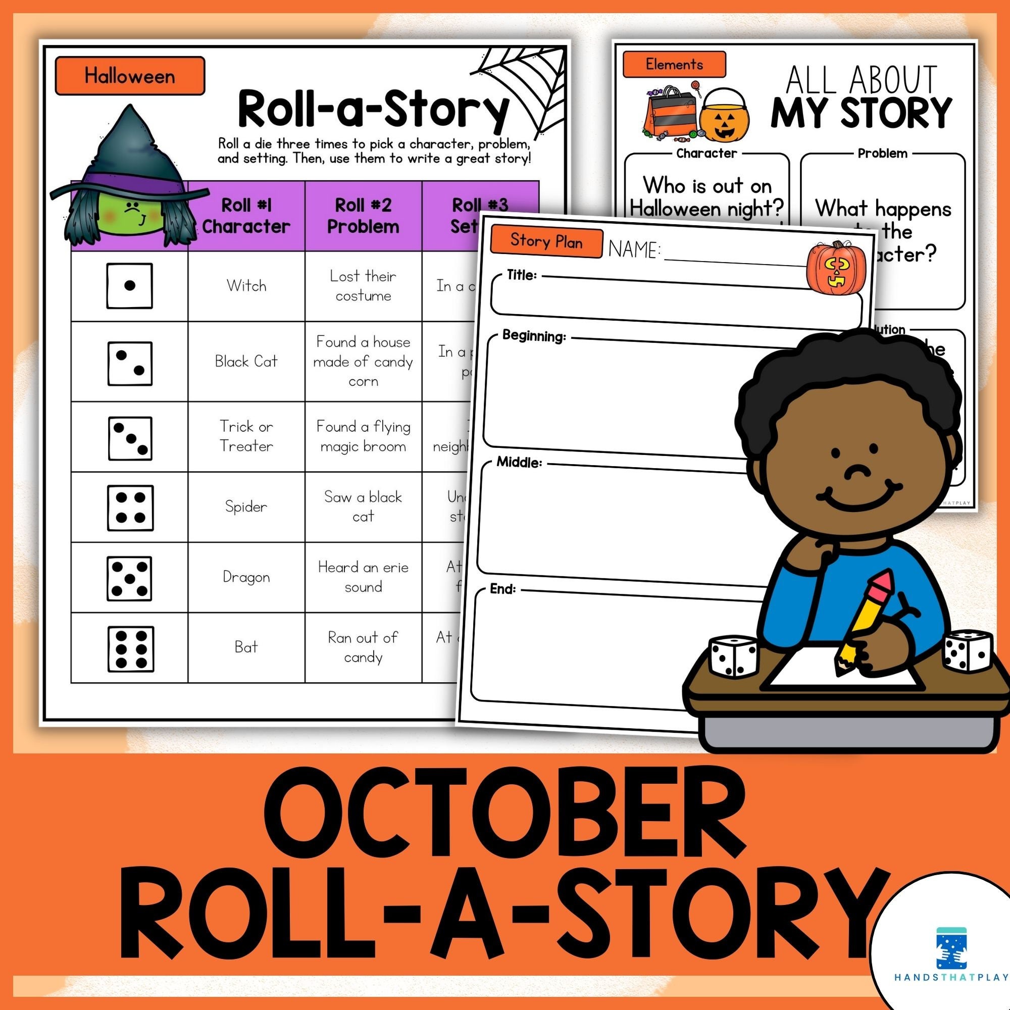 Roll a Story Writing Prompts - October, Monsters, Halloween - Etsy