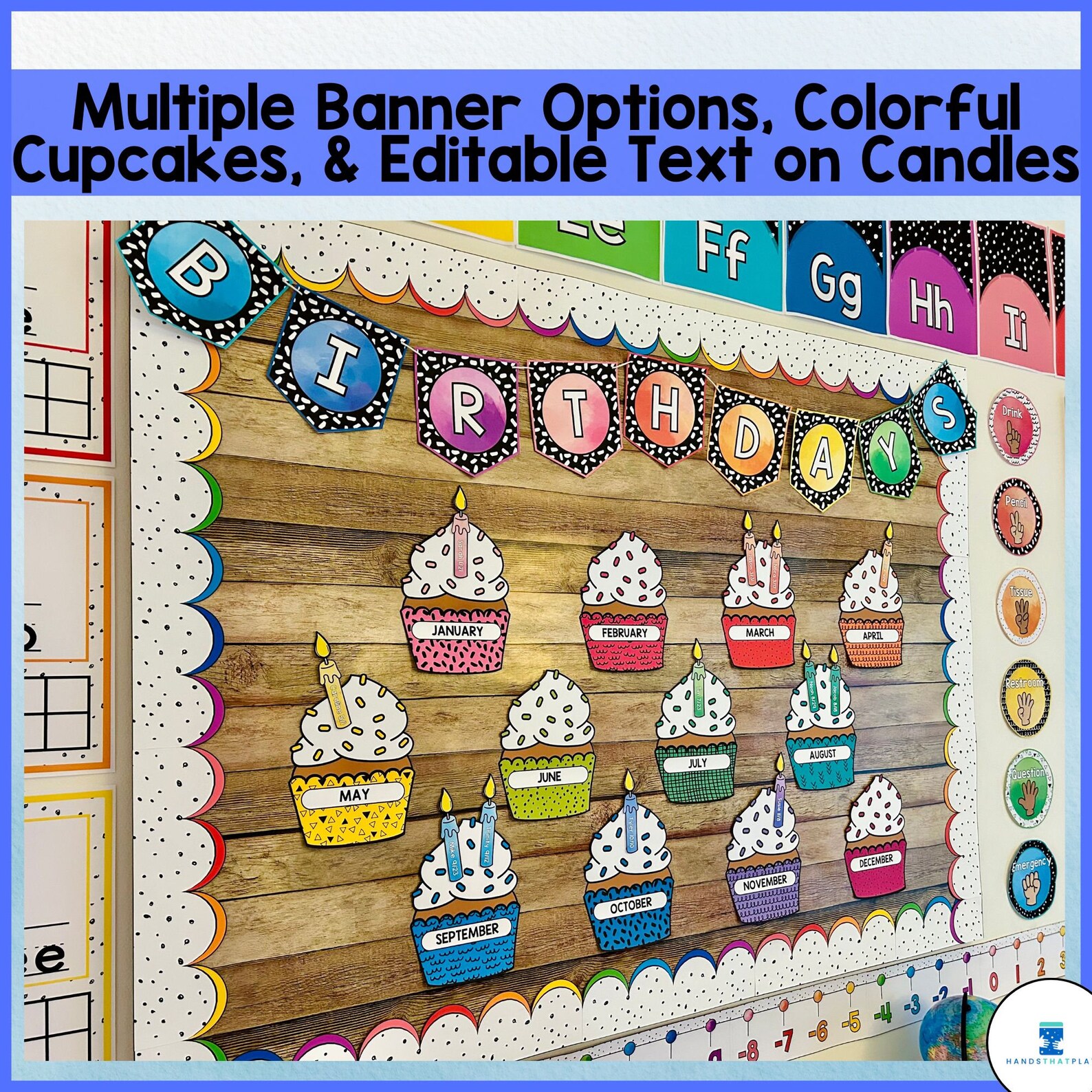 Birthday Bulletin Board and Banners | Black and White Rainbow ...