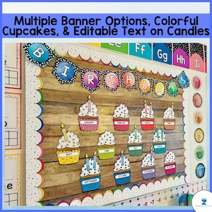 Birthday Bulletin Board and Banners | Black and White Rainbow ...