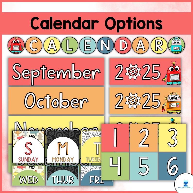 Classroom Calendar Pack | Robot Themed | Bot Builders Classroom Decor ...