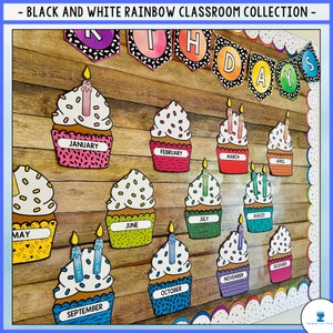 Black and White Rainbow Classroom Decor Bundle | Monochrome Rainbow ...